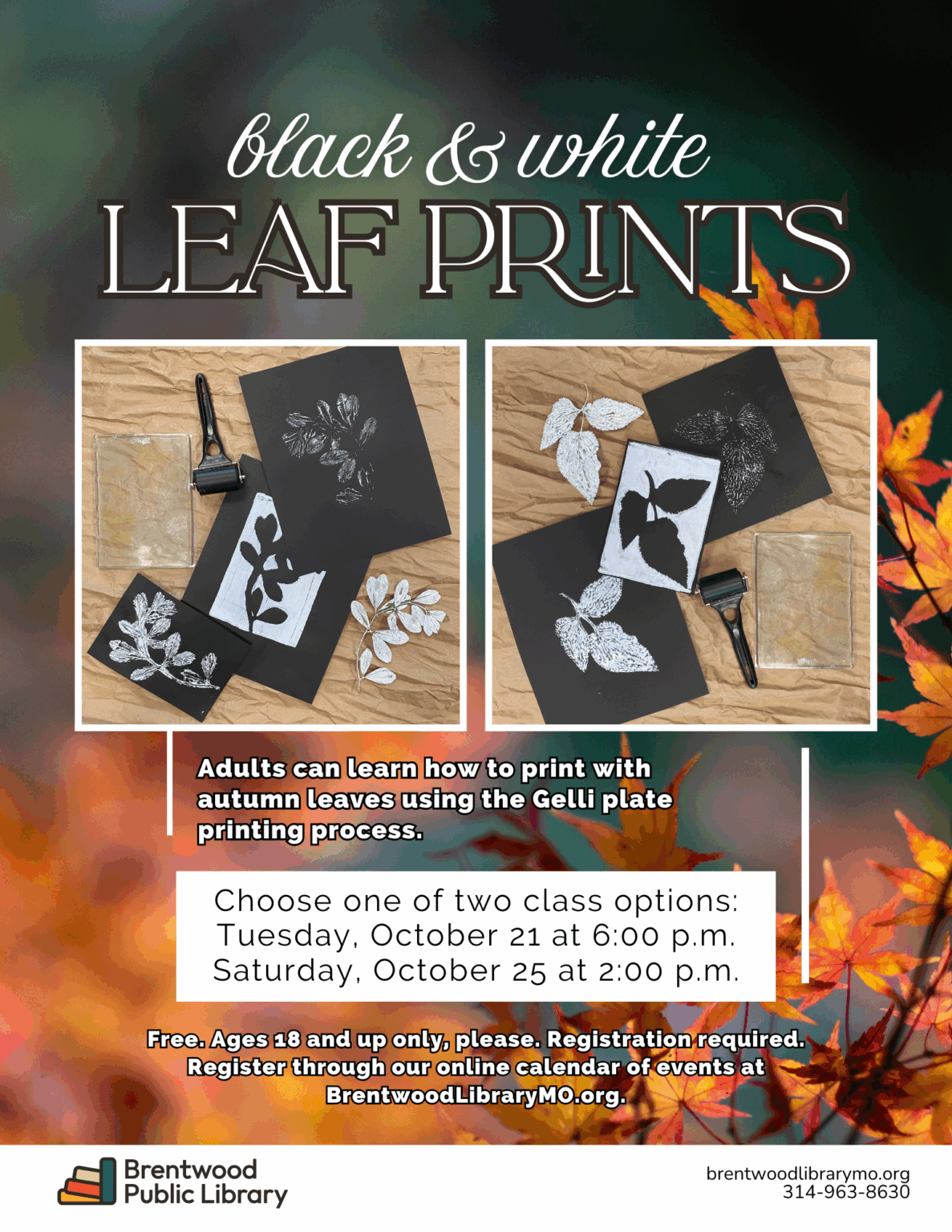 Adult Craft: Black & White Leaf Prints - Brentwood Public Library